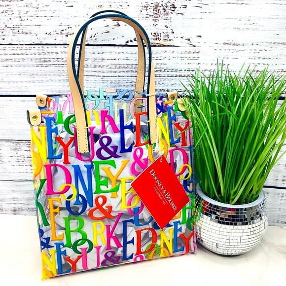 Dooney & Bourke | Bags | Vintage Dooney Bourke Clear Retro Multicolor Doodle Lunch Bag Tote ...
